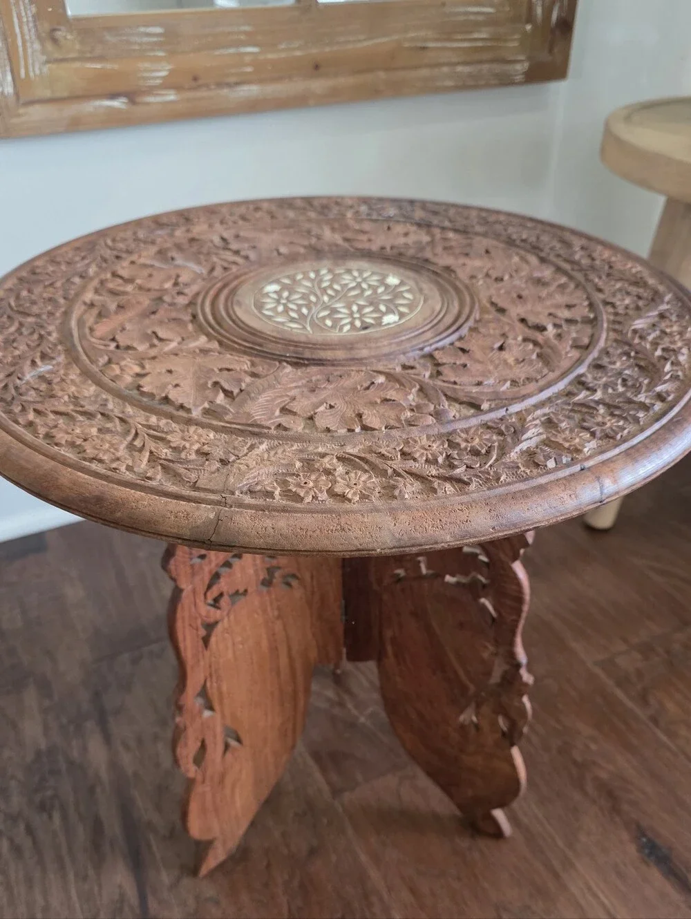 hand carved | Other | 92s Style Antique Round Accent Table Angloindian ...